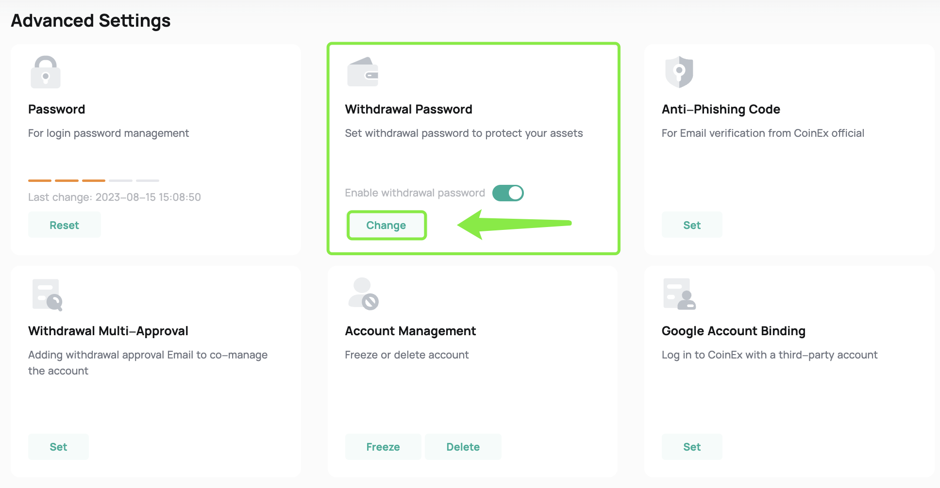 How to Set and Manage Withdrawal Password – CoinEx Help Center