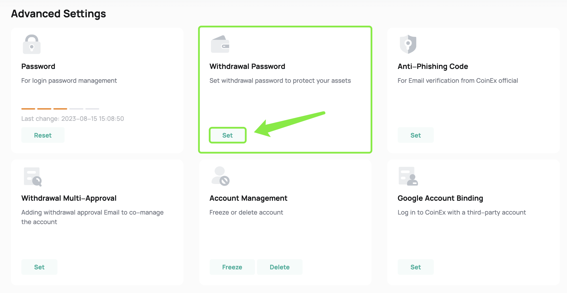 How to Set and Manage Withdrawal Password – CoinEx Help Center