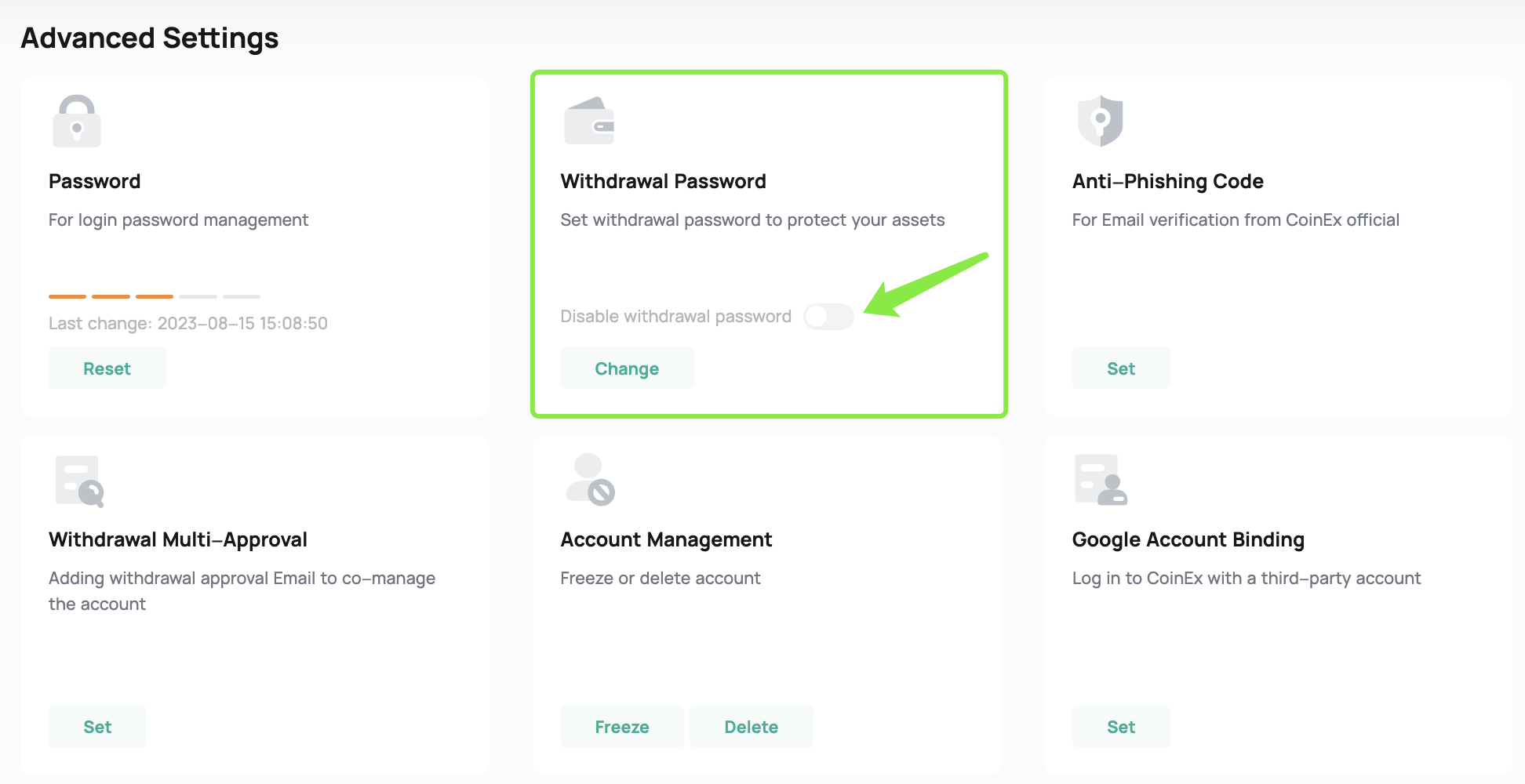 How to Set and Manage Withdrawal Password – CoinEx Help Center