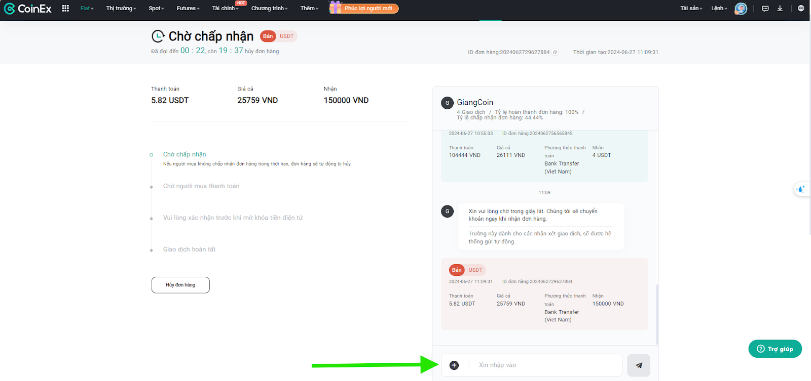 Cách nhắn tin với người mua/người bán – Trung tâm trợ giúp CoinEx