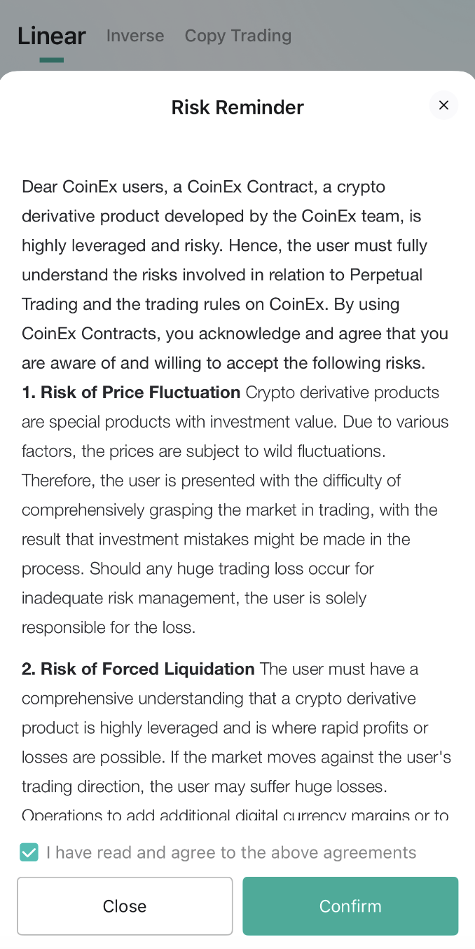 Linear Contract Trading Tutorials (App) – CoinEx Help Center