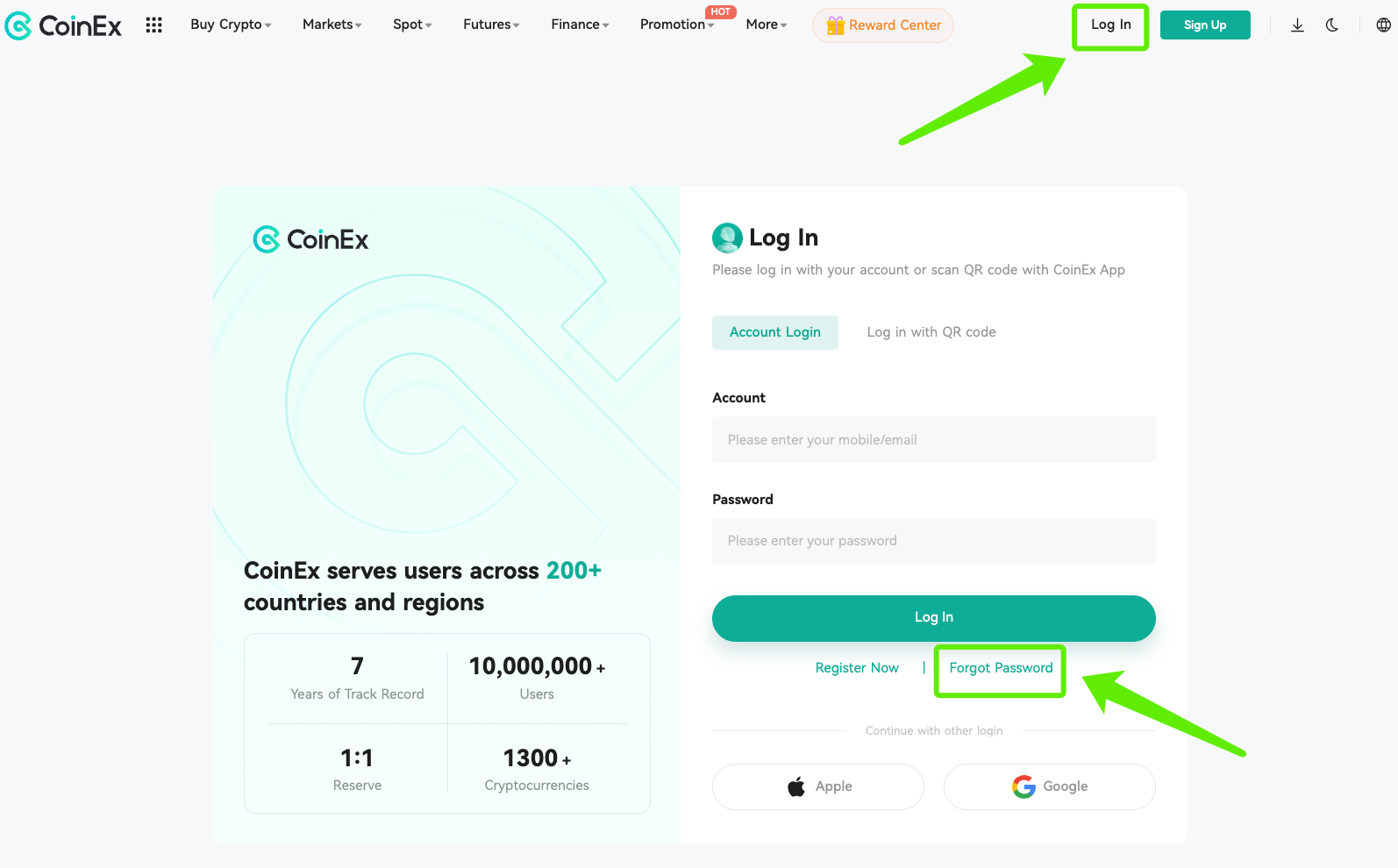 How to Reset Login Password (Web) – CoinEx Help Center