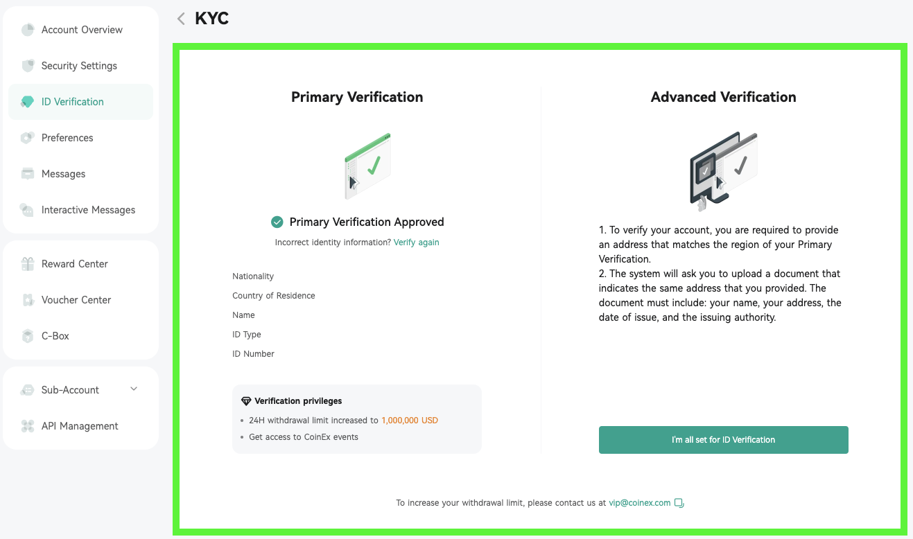 How to Complete Advanced Verification (Web) – CoinEx Help Center