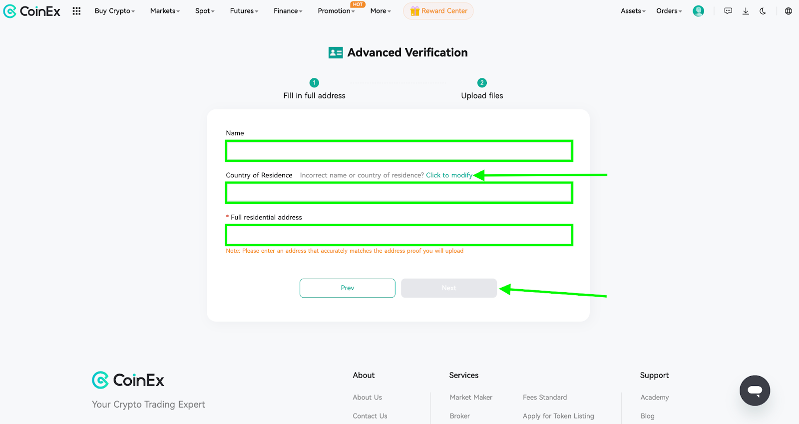 How to Complete Advanced Verification (Web) – CoinEx Help Center